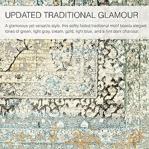 Jaipur Living Vibe Thayer 7'10"X10' Area Rug, Updated Traditional Green for Indoor Spaces