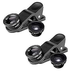 LQ-001 3 in 1 Phone Camera Lens Universal Phone Camera Lens Cell Phone Camera Lens Kit Fish Eye Lens 2 in 1 Macro Lens Wide Angle Lens Universal Clip Black 1 Set External Lens