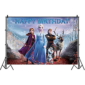 YanXi Frozen Backdrop Birthday Banner for Girl Frozen Birthday Party Decoration Princess Party Supplies Baby Shower Background
