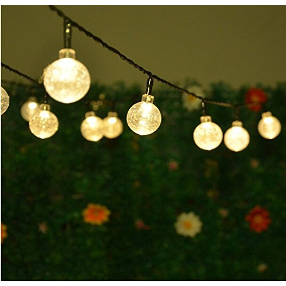 Hann Solar String Lights, 20ft 30 LEDs Crystal Ball 8 Working Modes Waterproof Outdoor String Lights Solar Powered Globe Fairy String Lights for Garden, Yard, Home, Landscape,Christmas Party