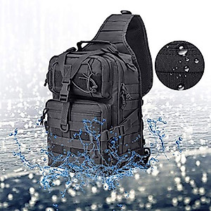 hopopower Tactical Sling Bag Pack Military Assault Rucksack Shoulder Bag Backpack Chest Pack Handbag Waterproof for Travel Hiking Camping Trekking Exploring Fishing Hunting