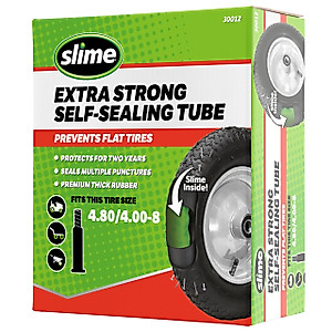 Slime 30012 Inner Tube for wheelbarrows, Lawn Mowers, Trailers, Tractors, Golf Carts, 4-Wheelers and More, Extra Strong, Includes Self-Sealing Sealant, Heavy Duty, Replacement, 4.80/4.0-8"