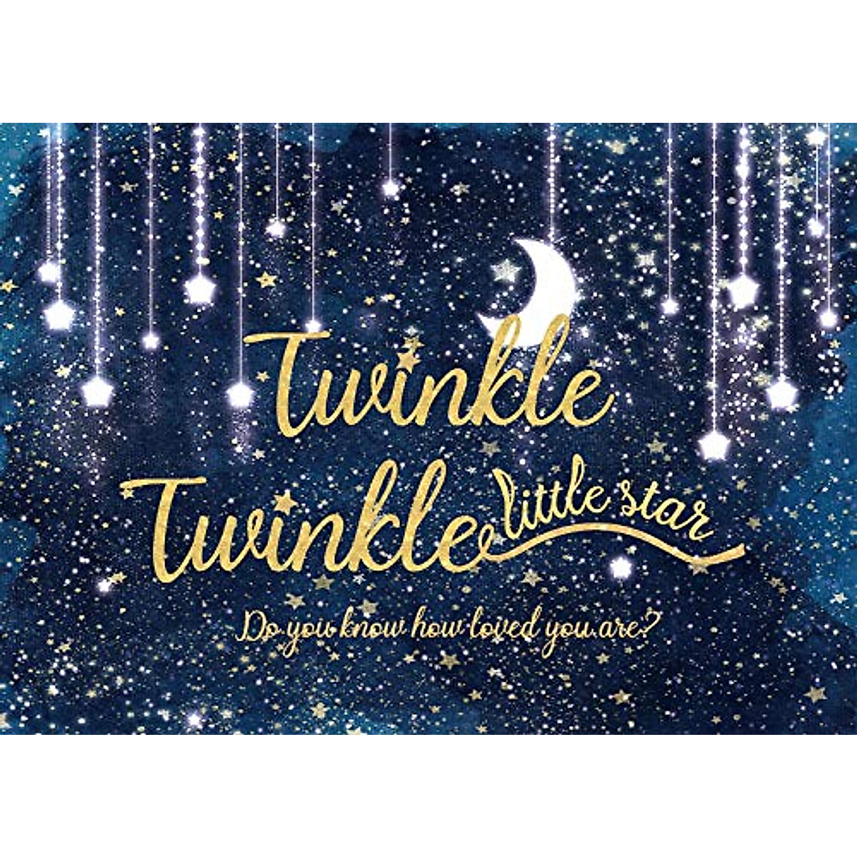 Twinkle Twinkle Little Star Backdrop Night Sky Shinning Star and Moon Galaxy Space Photography Background Glitter Star Children Birthday Baby Shower Party Supplies 7x5FT