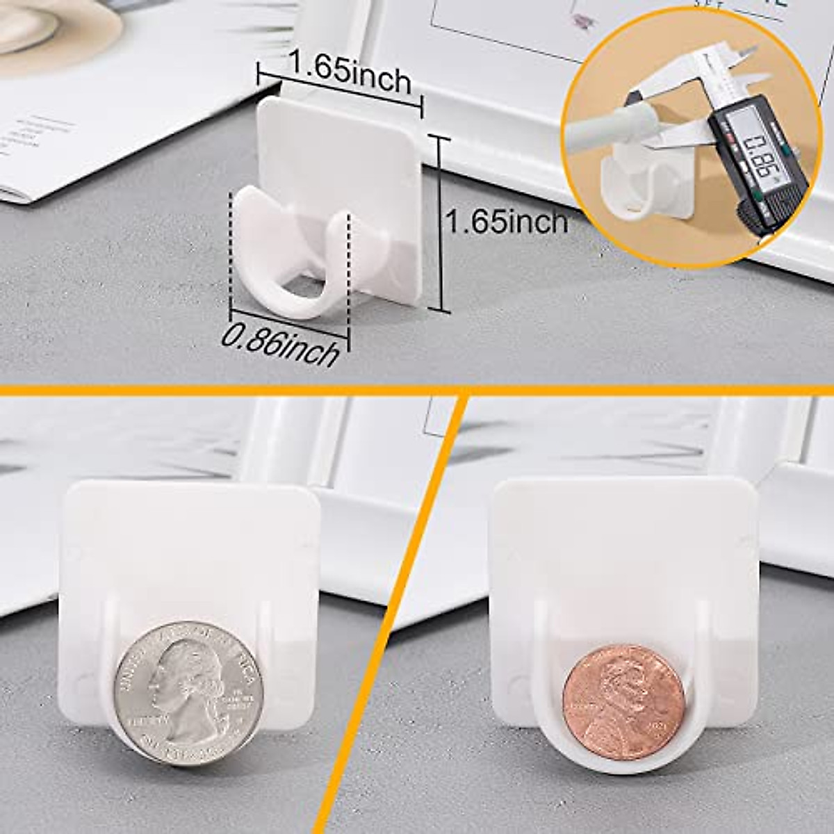 Adhesive Shower Curtain Rod Holder, Curtain Rod Bracket with Adhesive Pieces No Drilling Spring Tension Rod Retainer for Bathroom Kitchen Wardrobe | Rod End Diameter within 0.86inch 2pcs White