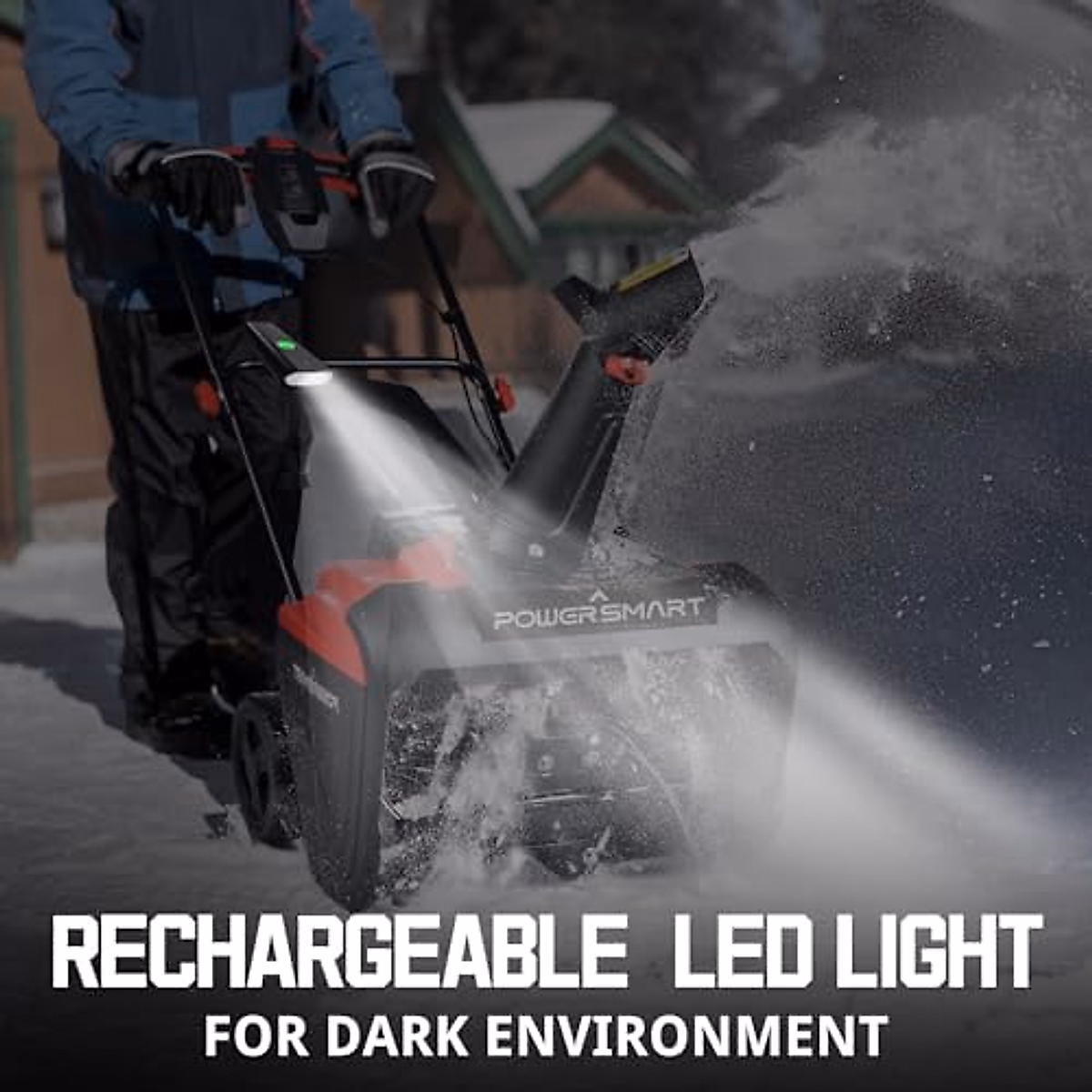 PowerSmart Electric 21 Inch Walk-Behind Single Stage Snow Blower - 120V 15 Amp, 2100 RPM, 15-Amp Motor, LED Light for Yard, Road (DB5021LED)