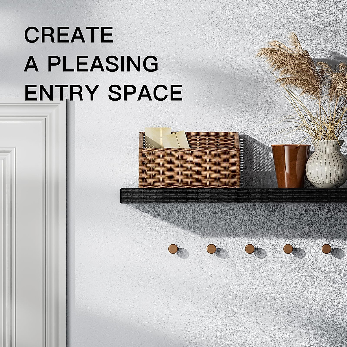 AMADA HOMEFURNISHING Floating Shelves Wall Mounted, 24 x 7 Inch Wall Shelves for Bathroom, Bedroom, Living Room, Black Shelves Set of 2 - AMFS05