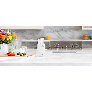 ZEEKMUSS Knife Set Knife Sets for Kitchen with Block 6-Piece Stainless Steel Block Knife Set with Sharpener Kitchen Scissors Smart Knife Holder Keep Clean and Dry Kitchen Home Gift (White)