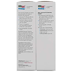 Sebamed Clear Face Cleansing Foam Gentle Face Wash for Impure Oily and Acne-prone Skin 5.07 Fluid Ounces (Pack of 2)