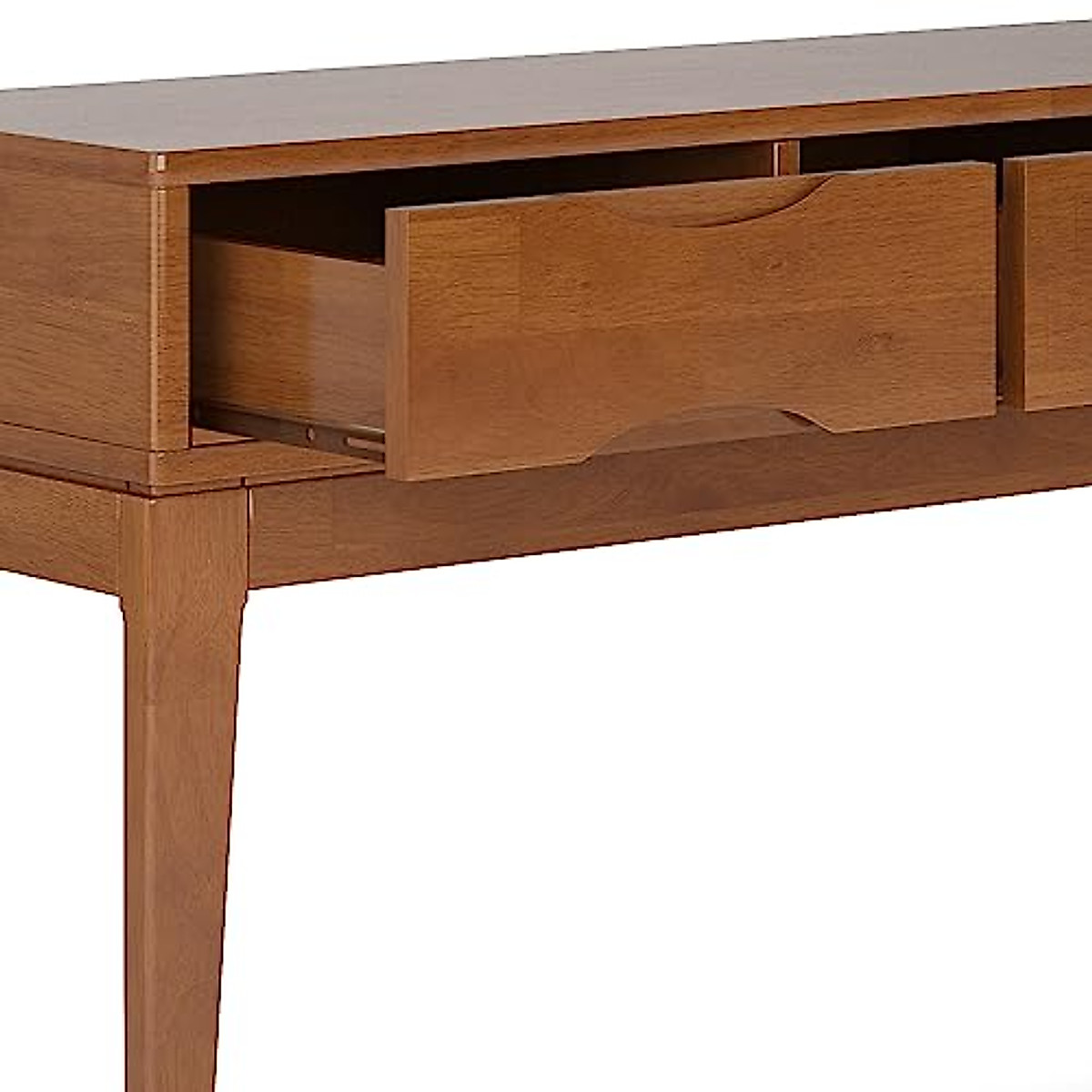 SIMPLIHOME Harper Solid Hardwood 54 Inch Wide Mid Century Modern Console Sofa Table in Teak Brown, for The Living Room Entryway and Bedroom