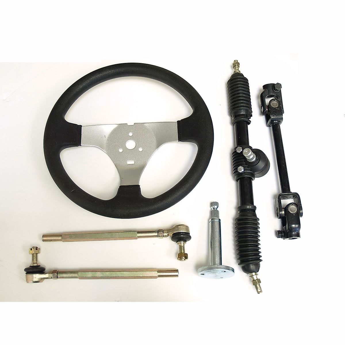 Replacement Go Kart Steering Wheel Kit for 110cc GoKarts Go Karts with Tie Rod and Adjustable Rack