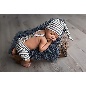 Giggle Angel Newborn Photography Props Set Baby Boy Picture Outfits Newborn Boy Overalls Photo Studio Shoot Clothes Boy Costume Hat (Grey)