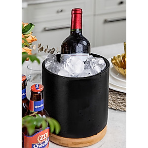 Nucookery 360°Rotating Utensil Holder, 7.2" Kitchen Utensil Crock, Ceramic Cooking Utensil Organizer with Countertop-Protection Cork Bottom for Farmhouse Kitchen Decor Christmas (Stone Black)