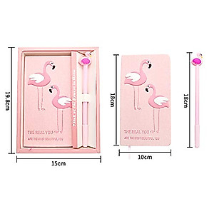Flamingo Notebook Journal Gel Pen Set Trendy Flamingo Diary Notebook Pink Flamingo Gifts Set for School Office Supplies Girls Kids Birthday Gift