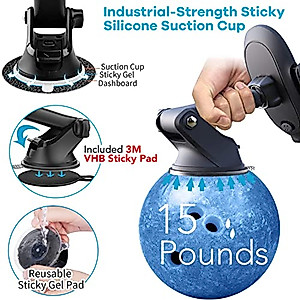APPS2Car Suction Cup Phone Holder Windshield/Dashboard/Window, Universal Dashboard & Windshield Suction Cup Car Phone Mount with Strong Sticky Gel Pad, Compatible with iPhone, Samsung &Other Cellphone