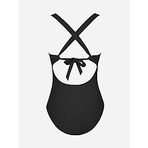 CUPSHE Women One Piece Swimsuit Deep V Neck Tummy Control Double Straps S Black