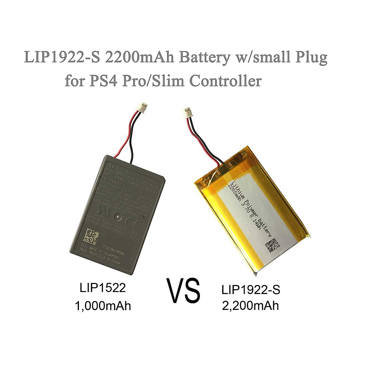 AOLIKES (Lip1922-B + Lip1922-S) 2200mAh Replacement Battery for Sony Ps4 Cuh-zct1u and Cuh-zct2u Wireless Controllers - Pack of 2