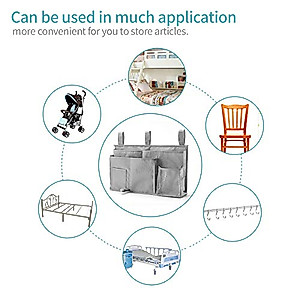 Bseash Bunk Bed Organizer, Bedside Caddy Hanging Bed Organizer Storage Bag 8 Pockets, for College Dorm Rooms Bed, Hospital Bed, Baby Bed Rails, 600D Oxford Cloth (Gray)