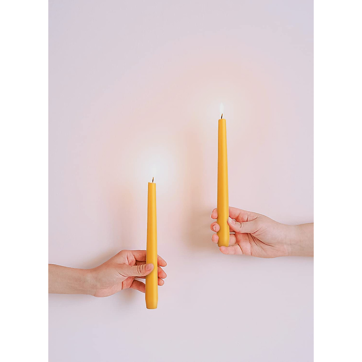 Natural Beeswax Taper Candles 10"- Beeswax Candles Set 6 Pack, Yellow