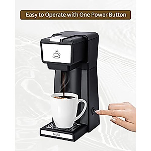 Teglu Upgraded 2 in 1 Single Serve Coffee Maker for K Cup Pods & Ground Coffee, Mini K Cup Coffee Machine 6-14 oz, Single Cup Coffee Brewer with One-Press Fast Brewing, Reusable Filter, Black