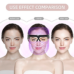 L E D Face Mask Light Therapy, Red & Blue Light Therapy for Face, 7 Colors L E D Light Therapy Mask, Beauty Mask Rechargeable Portable for Facial Skin Care at Home and Travel