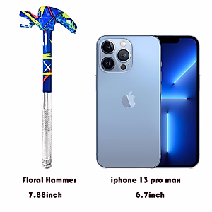 Floral Hammer with Screwdriver 6 in 1 Multifunctional Tool Set with Slotted/Flat Head Phillips Screwdriver & Nut Drivers Garden Tool Nail Puller Hammer Gift for Halloween Thanksgiving Christmas (Blue)