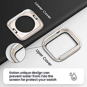 [2 in 1] Goton Waterproof Case for Apple Watch Series 10 9 8 7 SE2 SE 6 5 4 Ultra 2 Ultra 46mm 42mm 45mm 44mm 41mm 40mm 49mm, 360° Hard PC Bumper with Screen Protector for iWatch Cover Accessories