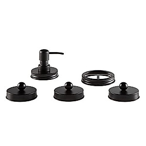 Mason Jar Bathroom Accessories Set – 5-Piece Bathroom Set with Toothbrush Holder, Soap Dispenser, Canister, and 2 Small Jars by Lavish Home (Black)