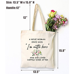 Funny Retirement Appreciation Gift for Women Best Friend Wife Mom Grandma Coworker Boss Nurse Teachers Retirees Colleagues Bff Bestie,A Wise Woman Once Said I'm Outta Here,Tote Bag Gift