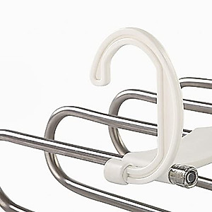 Pants Hangers,Stainless Steel 6 Layers Magic Pants Hanger Rack,White Foldable Pants Rack Hanger Multifunctional Multi Layer Pants Folding Trouser Hanging Rack