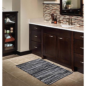 100% Cotton Rag Rug 3x5' Multicolor Chindi Rug - Hand Woven & Reversible for Living Room Kitchen Entryway Rug - Charcoal,Kitchen Rugs, Farmhouse Rugs, Rugs for Living & Bedroom,Woven Rugs