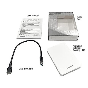 Avolusion HD250U3-Z1-PRO-WH 1TB USB 3.0 Portable External Gaming Hard Drive - White (for PS5 / PS4, Pre-Formatted) - 2 Year Warranty
