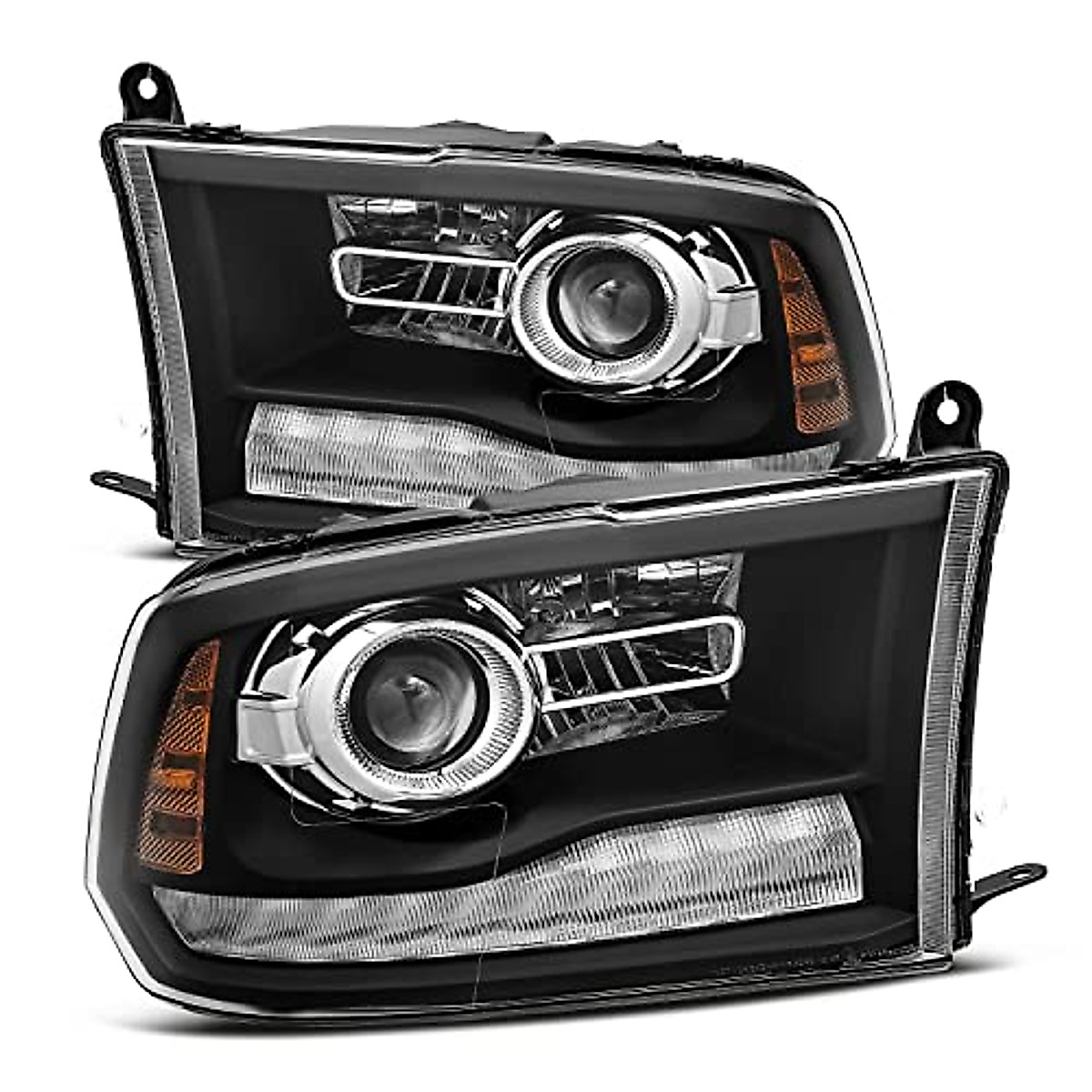 ModifyStreet Black For 09-18 Ram 1500/10-18 Ram 2500/3500 Headlights Replacement Kit( Not Fit with Stock projector Headlights
