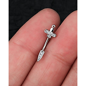 OUFER Rook Piercing Jewelry, 16G 316L Surgical Steel Daith Earrings, Dagger Rook Earrings, Clear CZ Eyebrow Rings, Curved Barbell, Conch Piercing Jewlery