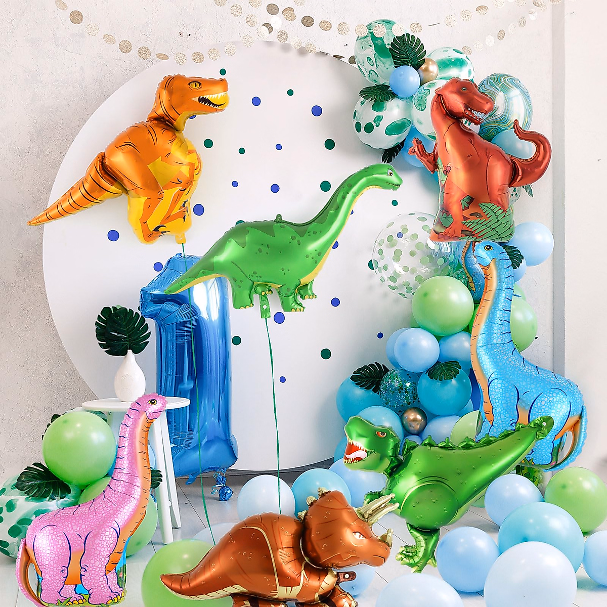 Dinosaur Foil Balloons, 8 Pcs Cartoon Dinosaur Mylar Balloons, Giant Dino Animal Balloons for Dinosaur Birthday Party Decorations Baby Shower Gender Reveal