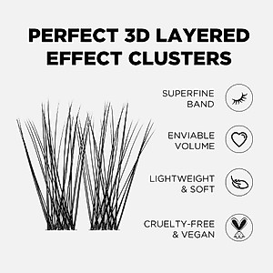 BEYELIAN DIY Eyelash Extension,Cluster Lashes Individual False Eyelashes Extension Natural Look Reusable Glue Bonded Super Thin Clear Band 24 Lash Clusters (Style2 0.07 Mix Clear Band)