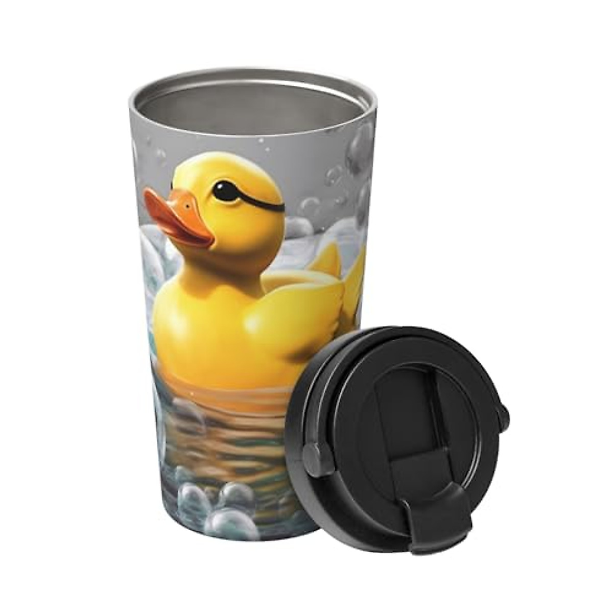 GTKSYNVE Reusable Coffee Mug with Lid and Handle, Bubble Duck Tumbler for Hot & Cold Drinks 16oz Stainless Steel Insulated Coffee Tumblers Double Wall Vacuum Thermal Cup