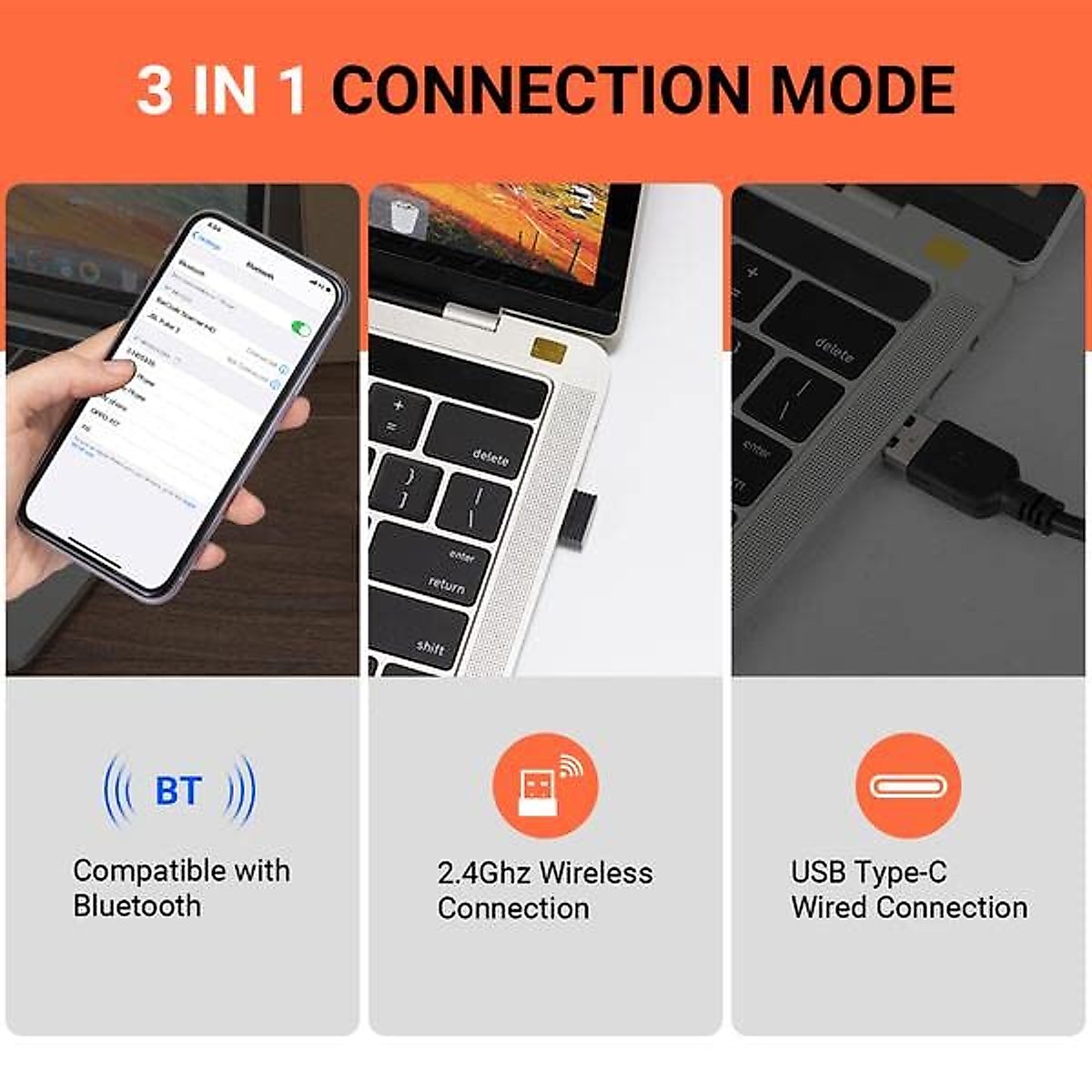 Tera Pro (Extreme Performance) Industrial Wireless Barcode Scanner 2D QR 1D Bar Code Reader 2.4G Wireless 2500mAh Compatible with Bluetooth Drop Resistant for Windows Mac Android iOS Model 8100 Orange