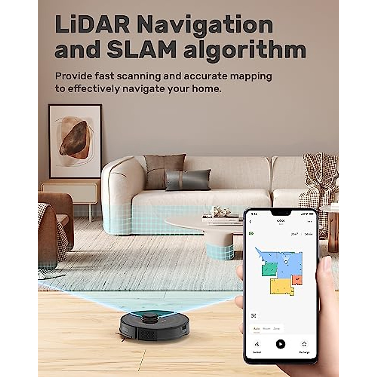 Verefa Robot Vacuum Self Emptying, Up to 70-Day Capacity, LiDAR Navigation, Robot Vacuum 270 Mins Runtime, 3000Pa Suction, Smart Mapping, Carpet Detection, Works with App & Alexa, Ideal for Carpet