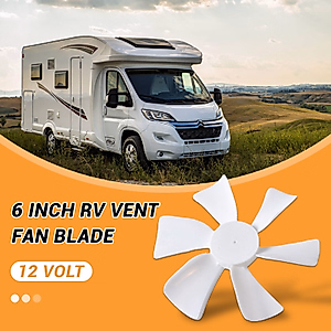 CPVNQMDG 6 inch RV Vent Fan Blade D-Bore Fits Replacement RV Bathroom Camper Vent Fan and Jensen roof Vents and Range Hoods or Any 12 Volt Motor with a 0.094-inch D-Shaped Shaft