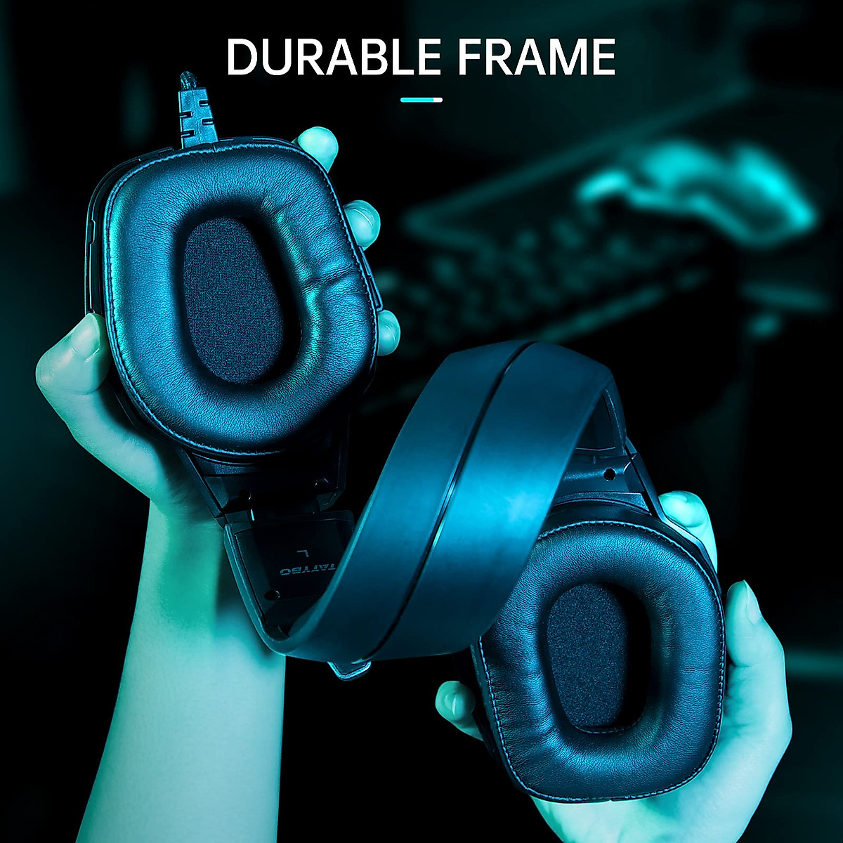 Tatybo New Gaming Headset for PC PS4 PS5 Xbox One Switch, Stereo PS4 Headset with 90° Rotatable Earpads, Noise-Cancelling Mic