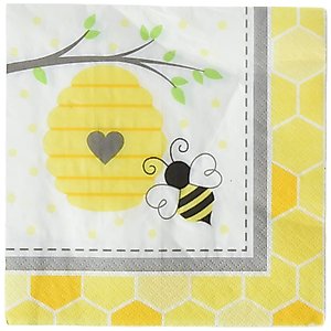 Creative Converting Bumblebee Baby Napkins, 6.5", Multi-color