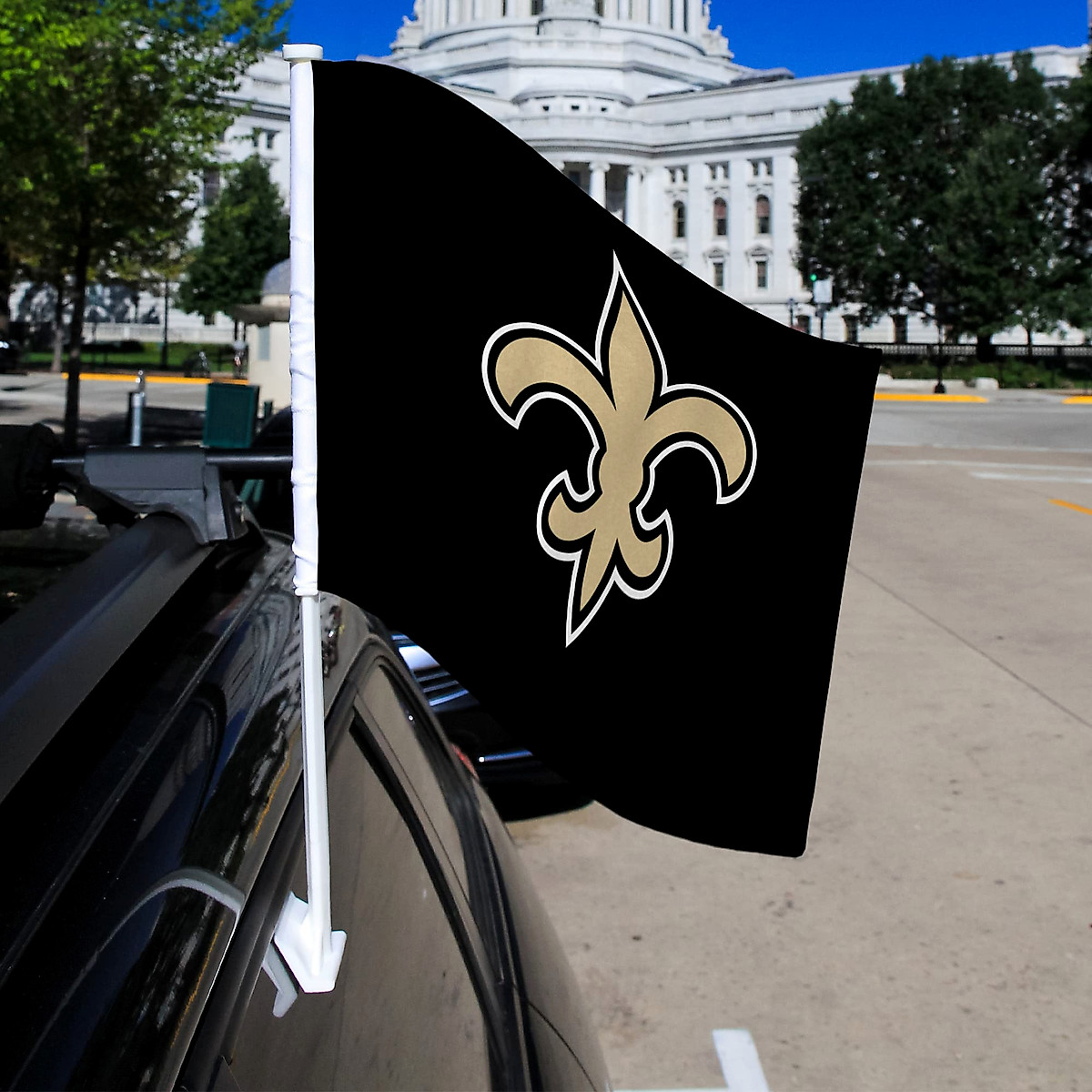 Rico Industries NASCAR Joey Logano Joey Logano Double Sided Double Sided Car Flag - 16" x 19" - Strong Pole That Hooks onto Car/Truck/Automobile