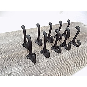 Midwest Craft House 10 Cast Iron Black School Hat Coat Rack Hall Tree Hooks 3 1/4"