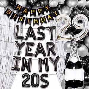 LaVenty 25 PCS Last Year In my 20S Birthday Decorations 29th Birthday Decorations for Men 29 Balloon Number 29 Birthday Balloons