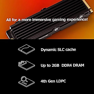 Nextorage Japan 1TB(1000GB) Internal SSD Work with New Playstation 5 Console and PC M.2 2280 Gen4 NVMe with Heatsink NEM-PA1TB/N SYM Maximum Transfer Rate Read: 7300MB/s, Write: 6000MB/s