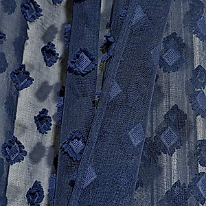 Lush Decor Navy Textured Dot Grommet Sheer Window Curtain Panel Pair (84" x 38"), 84" x 38