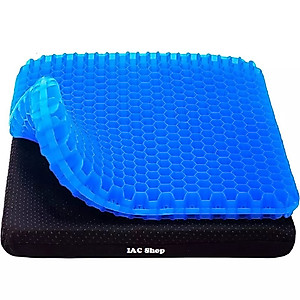 IAC Chair Cushions - Gel Seat Cushion, Office Chair Cushion, Wheelchair Cushions, Sciatica Pain Relief Butt Pillow, Car Cushion Lab, Cooling Seat. with Black Cover Desk Chair Cushion, Absorbs Pressure