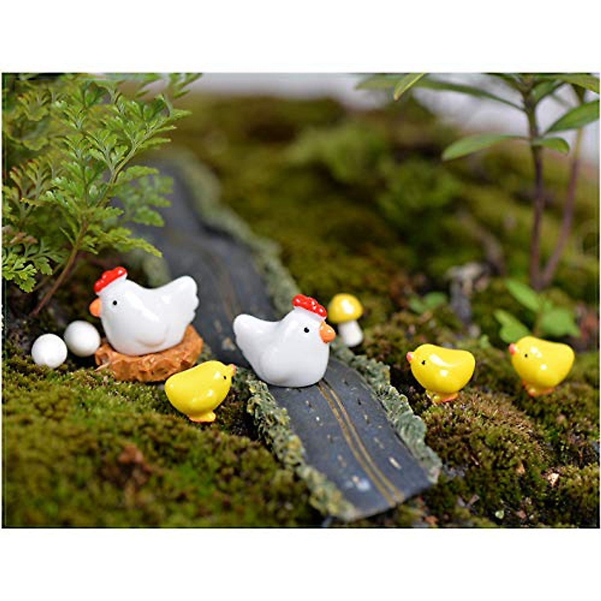 SPWOLFRT 26 Pcs Cute Mini Animal Figurines Miniature, Family Chicken Cock Ornament Micro Fairy Garden Décor for Moss Landscape DIY Terrarium Crafts Accessories Home Outdoor Indoor (Chicken Family)