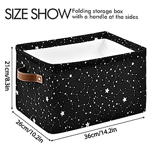 ALAZA Constellation Starry Galaxy Nebula Planet Large Storage Baskets with Handles Foldable Decorative 2 Pack Storage Bins Boxes for Organizing Living Room Shelves Office Closet Clothes