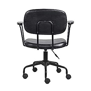 StoolStool Mid Century Computer Desk Chair - Classic Retro Office Chair with Comfy Black Faux Leather - Adjustable and Swivel Task Office Chair with Armrest - Industrial Looking